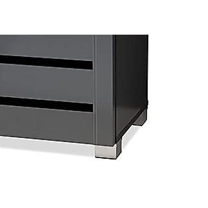 Baxton Studio Adalwin Modern and Contemporary Dark Gray 3-Door Wooden Entryway Shoe Storage Cabinet