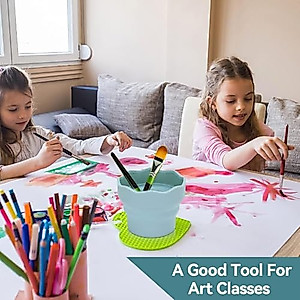 Portable Collapsible Paint Brush Washer, Silicone Washing Bucket Brush Holder Cleaner Painting Water Cup for Watercolor Acrylic Oil Painting(Blue)