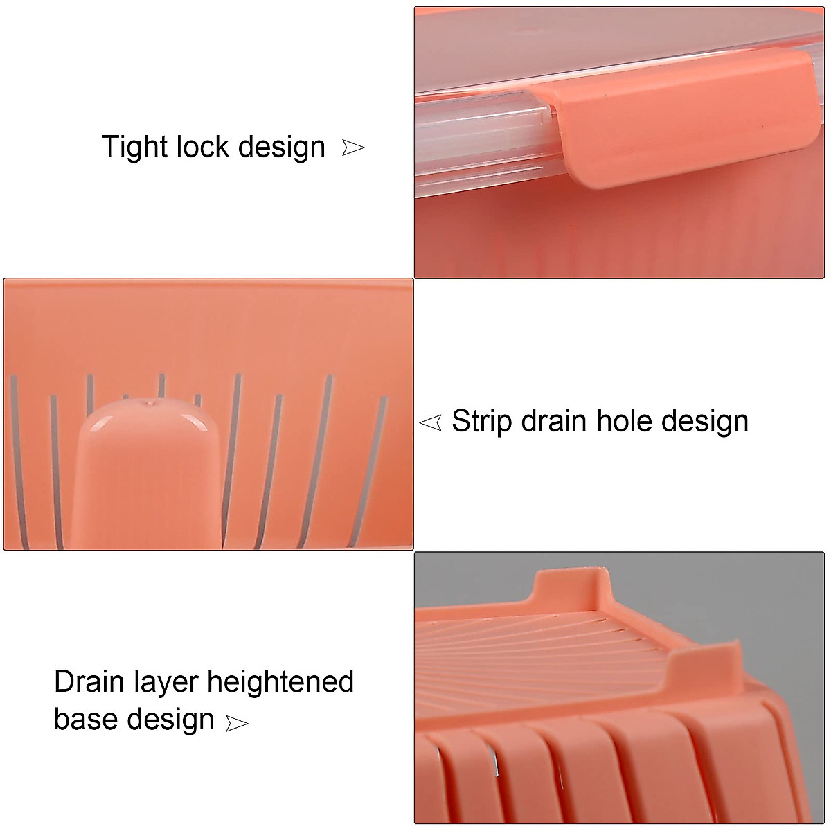 shopwithgreen 68oz Berry Keeper Container, Fruit Produce Saver Food Storage Containers with Removable Drain Colanders, Vegetable Fresh Keeper Set | Refrigerator Organizer