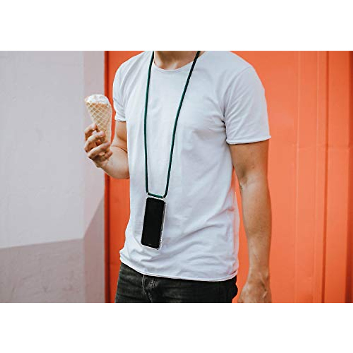 KILUCASE Smartphone Necklace - Clear Protective Anti-Shock Case with Lanyard Strap Cord in Charcoal Grey (Compatible with iPhone 11Pro)