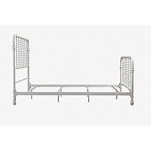 DHP Jenny Lind Kids Metal Bed Frame with Country Chic Headboard and Footboard, Underbed Storage Space for Toys, Twin, White
