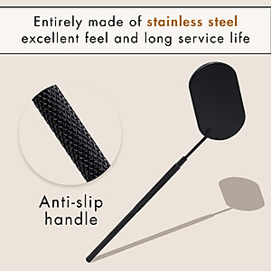 Embagol Lash Mirror Extra Large Makeup Mirror for Eyelash Extensions Detachable Stainless Steel Square Round Lash Extension Accessories(Black)