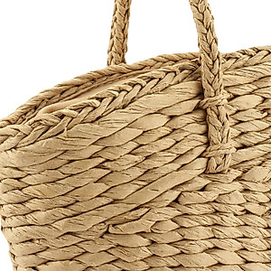 Simcat Straw Beach Bag Weave Shoulder Bag Summer Tote Handbags Woven Top Handle Shoulder Bag for Women Girls Holiday Travel (light brown)