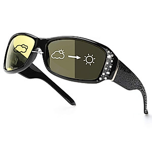 IGnaef Women photochromatic Night Vision Glasses for Driving, Anti Glare Polarized Safety Nighttime/Rainy Glasses