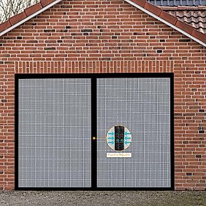 Magnetic Garage Door Screen 10x8ft, Durable Fiberglass Garage Hand Free Doors Screen with Powerful Magnets, Easy Assembly