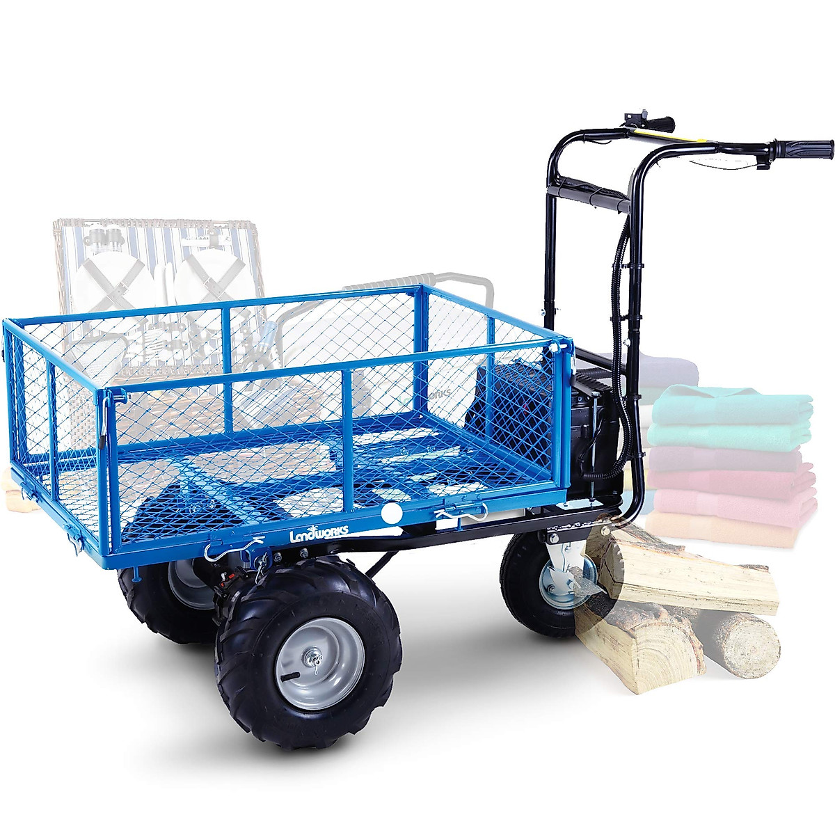 G GreatCircleUSA Mini Wood Chipper Shredder Mulcher & Landworks Utility Cart Hand Truck [Bundle Deal]