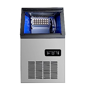 SmaketBuy Commercial Ice Maker Machine 90LBS/24H Stainless Steel Commercial Ice Maker Auto Operation 24LBS Storage 24 Cubes Freestanding Commercial Ice Cube Maker for Restaurant, Coffee Shop, Bar