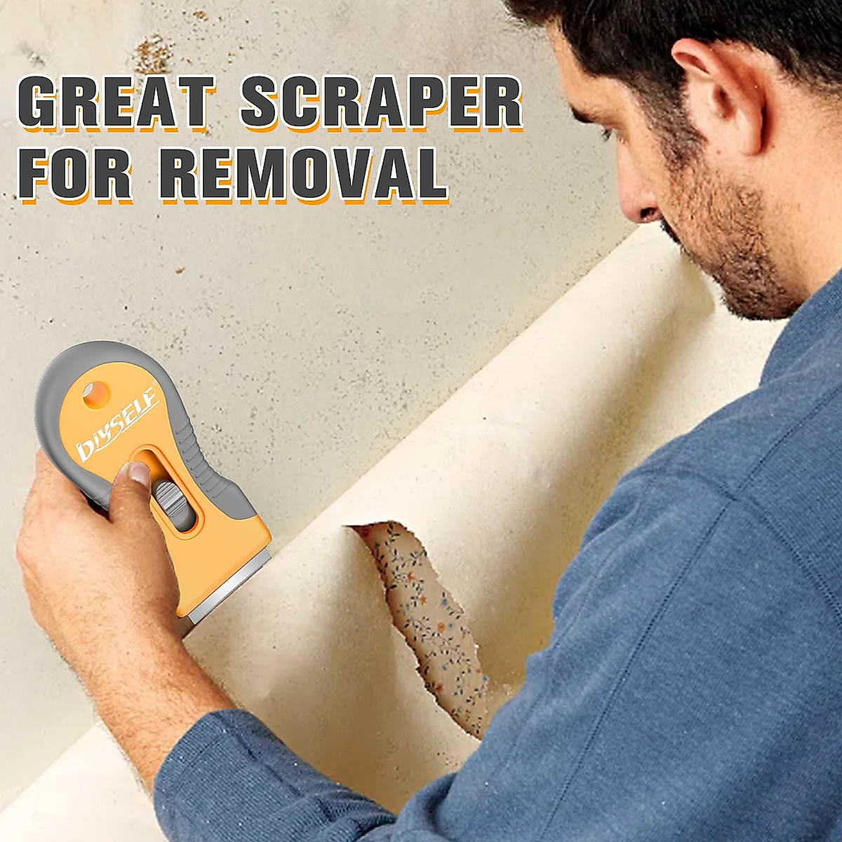 DIYSELF 2 Pack Razor Blade Scraper with 20 Metal Razor Blades, Plastic Scraper for Cleaning, Razor Scraper for Glass Cooktop, Top Stove, Vehicle, Window and Paint, Wallpaper Remover