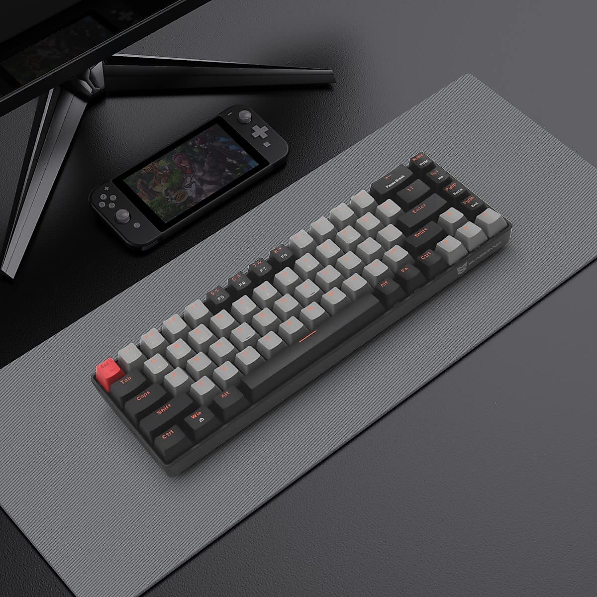 Qisan Mechanical Keyboard Gaming Keyboard Brown Switch 68-Keys Mini Design (60%) Gaming Wired Keyboard White Magicforce