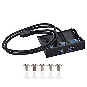 USB HUB Front Panel with 2 USB 3.0 Ports, 3.5 Inch Multport USB3.0 Floppy Front Panel Floppy Bay 19 Pin to 2 Interface USB3.0 HUB, DIY Computer Expansion Board, Replacement PC Parts for Desktop