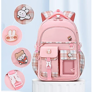 HUIHSVHA Kawaii Backpack, Cute Pink Large Capacity School Laptop Bag, Casual Travel Daypack Bookbag for Teens Girls Students