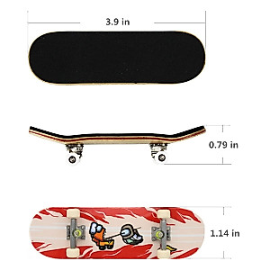 Wooden Fingerboard, Mini Finger Skateboards Toys, Professional Finger Board Ultimate Sport Training Props with Fingerboard Non Slip Foam Grip Tape & Screwdriver, Gifts for Kids Finger Skater (A)