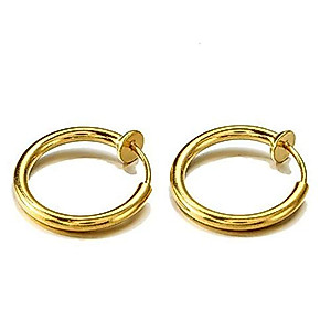 Clip on Body Nose Lip Ear Fake Retractable Earrings Hoop Earrings Septum 2 Pairs KANGMOON