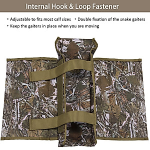 GearOZ Snake Gaiters Snake Chaps, Waterproof Lower Legs Snake Guards, Snake Bite Protective Gaiters, Anti-Snake Boots for Men/Women, Adjustable Size for Hunting/Hiking/Farm Working, Camo