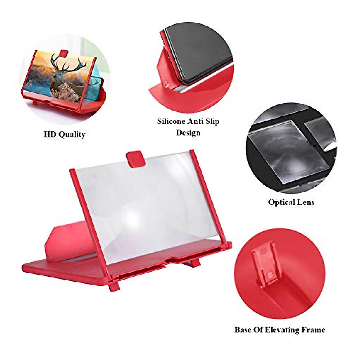 12" Phone Screen Magnifier 3D Screen Amplifier HD Mobile Phone Magnifier 3D Phone Projector Screen for Movie Video Live Broadcast, Fits All Phones