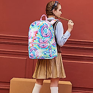 Bluboon School Backpack for Girls Teens Bookbag Set Laptop Backpack Lunch Box with Pencil Bag (Tie Dye Blue)