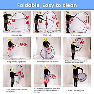 Tinyuet Mosquito Net for Bed, 47.2x78.7in Pop-up Mosquito Net Tent for Indoor and Outdoor Use, Portable Double Door Travel Mosquito Net with Net Bottom, Insect Screen-Brown Edge