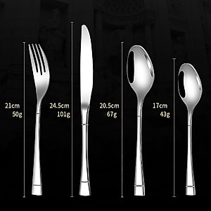 GULSARAYI Red Handle 24 Piece Forks Silverware Set 18/10 Flatware Cutlery Set for 6 Forks And Spoons Utensil Sets Home Kitchen Ergonomic Durable Restaurant Daily Household Use