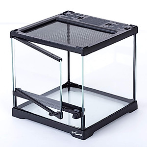 REPTIZOO Mini Reptile Glass Terrarium Tank 8"x8"x8", Front Opening Door Full View Visually Appealing Mini Reptile or Amphibians Glass Habitat