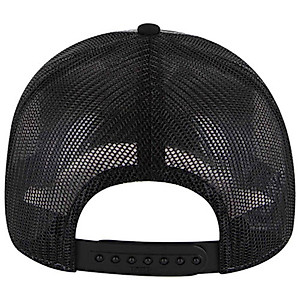 The Vintage Year Plain Cotton Structured Mesh Adjustable Trucker Sports Baseball Cap (Black/Charcoal Gray/Black)