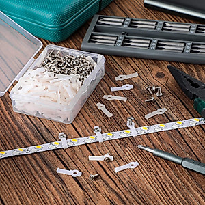 Mudder 300 Pieces LED Mounting Clips LED Bracket Strip LED Light Strip Mounting Clips, One Side Fixing Clips with 300 Pieces Screws for Fixing 10 mm Wide 3528/5050 LED Light Strip