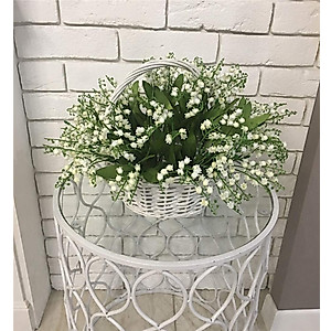 4Pcs Artificial Flowers 7 Branch White Lily of The Valley Flower Silk Fake Faux Lily Bouquet Flower for Home Office Wedding Party Decorationi Garden Plants Decor