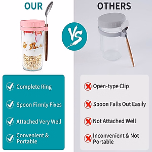 YehTrum Overnight Oats Containers with Lids and Spoon, 4 Packs 22 oz Glass Mason Jars for Overnight Oats, Large Capacity Oatmeal Container Mason Overnight Oats Jars for Milk, Cereal, Fruit