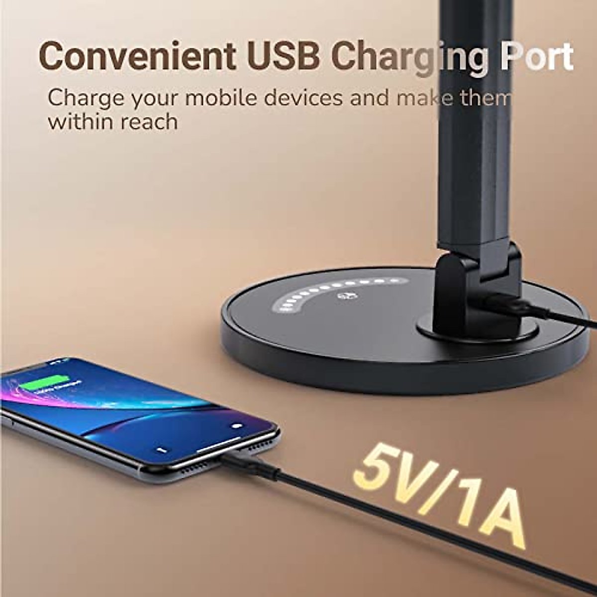 soysout LED Desk Lamp, Eye-Caring Table Lamp with USB Charging Port, 5 Lighting Modes with 7 Brightness Levels, Touch Control, 12W (Black)