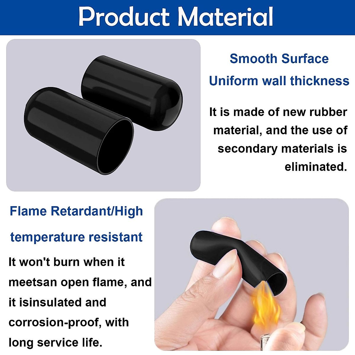 Tnisesm 158Pcs Rubber End Caps Black Round Vinyl End Caps Bolt Screw Covers Caps Rubber Thread Protector Caps Cover in 2/25" to 4/5"