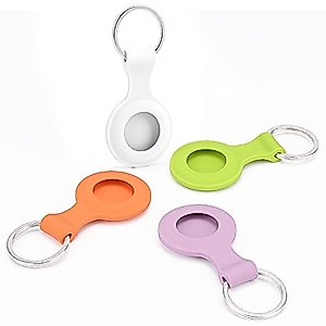 J&D Silicone Case Compatible for Airtag Case (4-Pack), Soft Liquid Silicone Protective Case with Keychain Compatible for Airtag Cover, Shockproof Fashion Durable Phone Finder Case, Easy to Carry