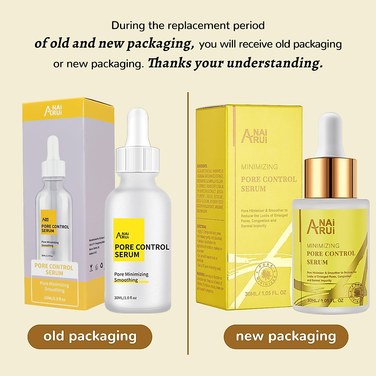 ANAI RUI Pore Minimizer Serum, Pore Minimizer for Face, Pore control,Minimizing, Shrinking, Tightening Pores, Refine Skin Texture 1 fl.oz
