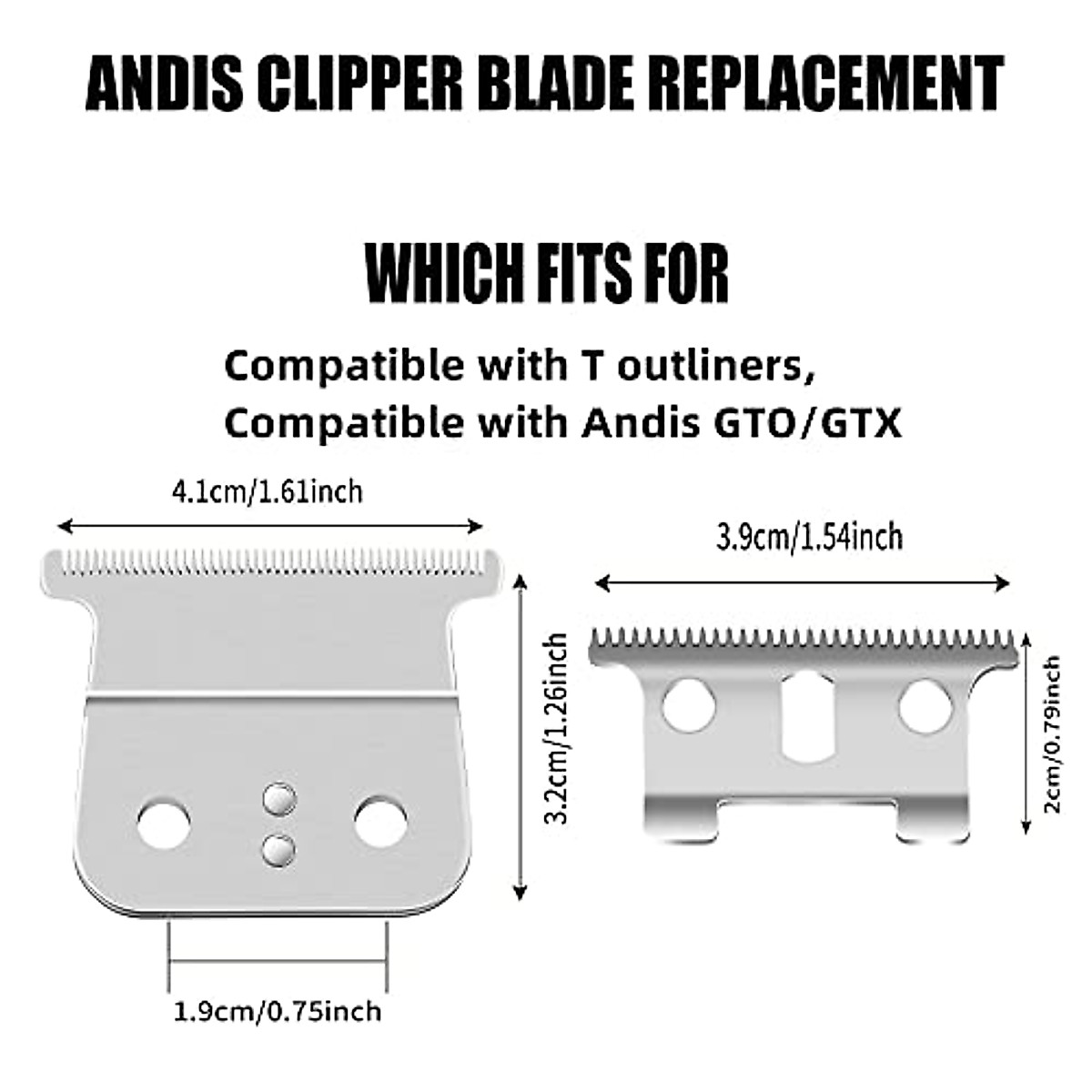 3 Pack Replacement Blades Compatible with T Outliners Trimmer，Compatible with andis GTX/GTO ，Suitable for Hair Clippers Model #04710/04521, Silver