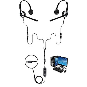 Deluxe USB Headset Training Solution (Includes 2 x TruVoice HD-550 Headset with Noise Canceling Microphone, USB Cable and Training Y Cable)