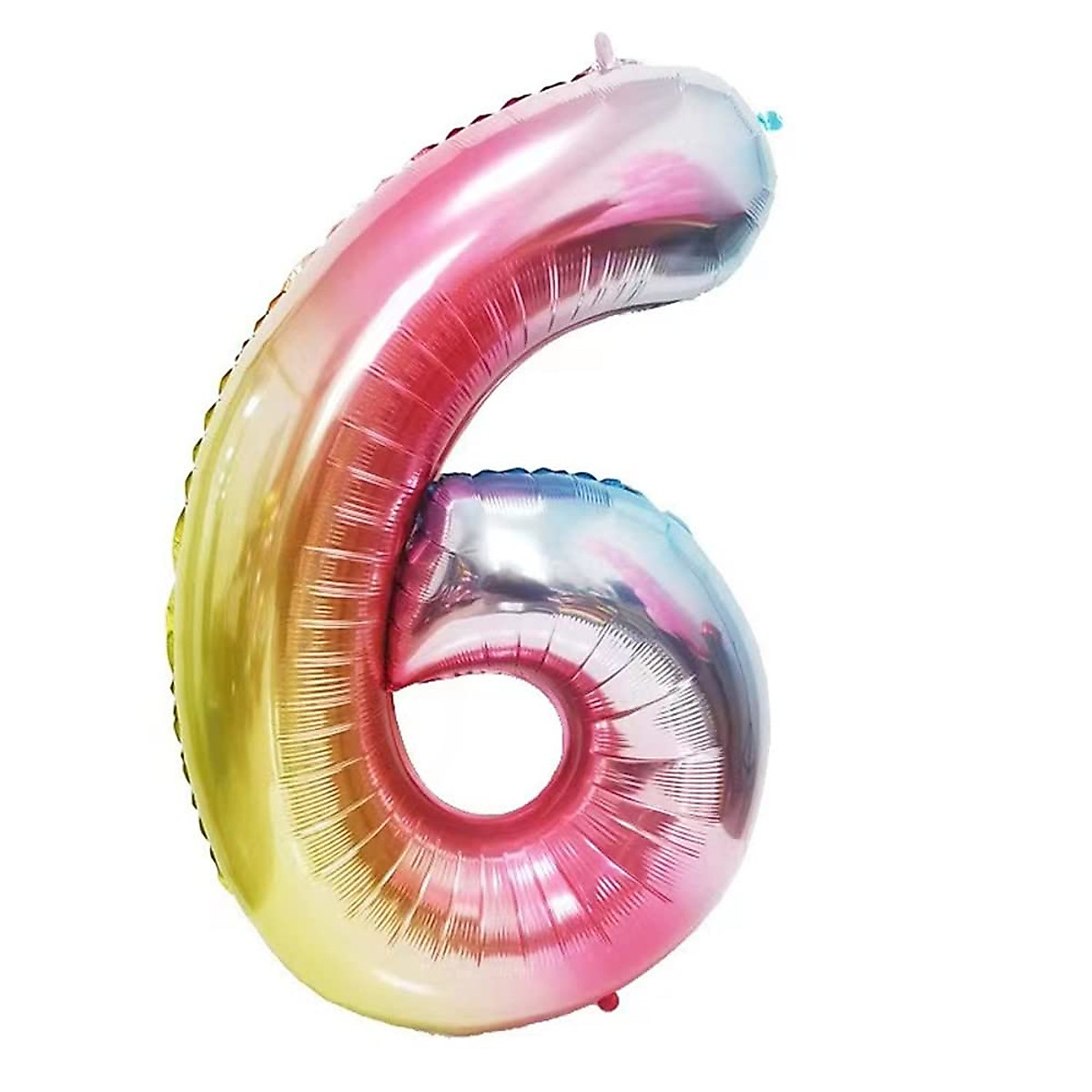 40-Inch Rainbow Gradient Number 6 Crown Balloons Set, 6th Birthday Balloons for Kids, Children's 6th Birthday Party Decorations (6)