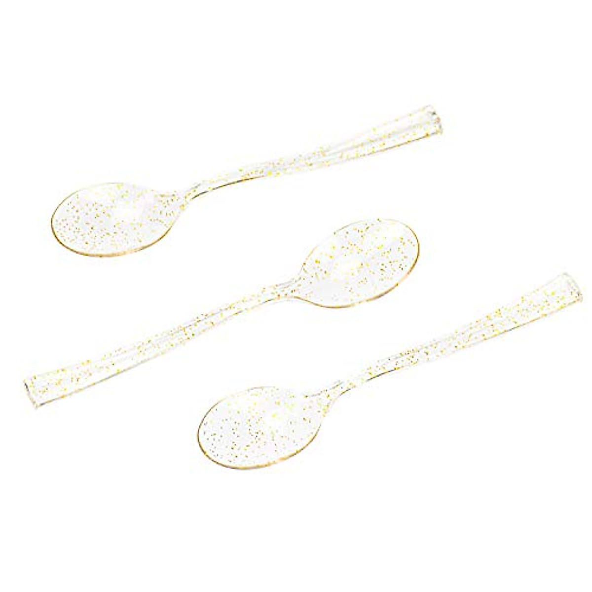 Tebery 100 Pack 8oz Gold Glitter Medium Plastic Dessert Cups With 100 Spoons Square Dessert Bowls for Tasting Party Desserts Appetizers