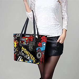 Womens Handbag Truck Pattern Leather Tote Bag Top Handle Satchel Bags For Lady