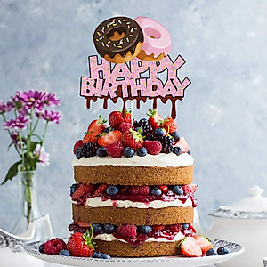 Donuts Happy Birthday Cake Topper, Candy Doughnut Cake Decor, Dessert Donut Theme Birthday Party Supplies, Donut Grow Up Party Decoration