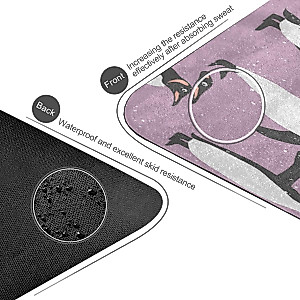 Qilmy Purple Penguin Yoga Mat Non Slip - Extra Long Thin Exercise Mats - 1 mm Thick High Density Padding Mat for Men & Women Stretching & Toning Workouts