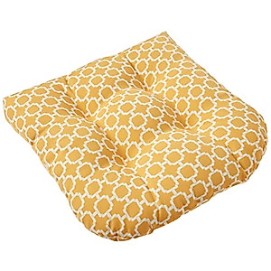 Pillow Perfect Outdoor/Indoor Hockley Banana Tufted Seat Cushions (Round Back), 2 Count (Pack of 1), Yellow