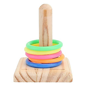 POPETPOP Wooden Toys Educational Toys 1 Set Bird Toys Bird Trick Tabletop Toys Training Stacking Color Ring Toys Parrot Chew Foraing Toys Education Toys Desktop Accessories Pet Toys
