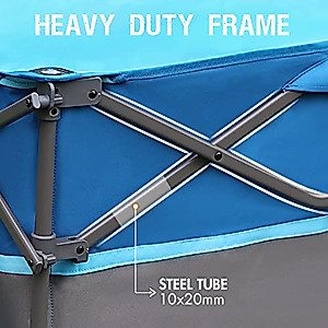 PORTAL Folding Utility Wagon Collapsible Cart with Wheels Heavy Duty Foldable Garden Wagon with Cup Holder& Side Pocket, for Camping, Outdoor, Shopping