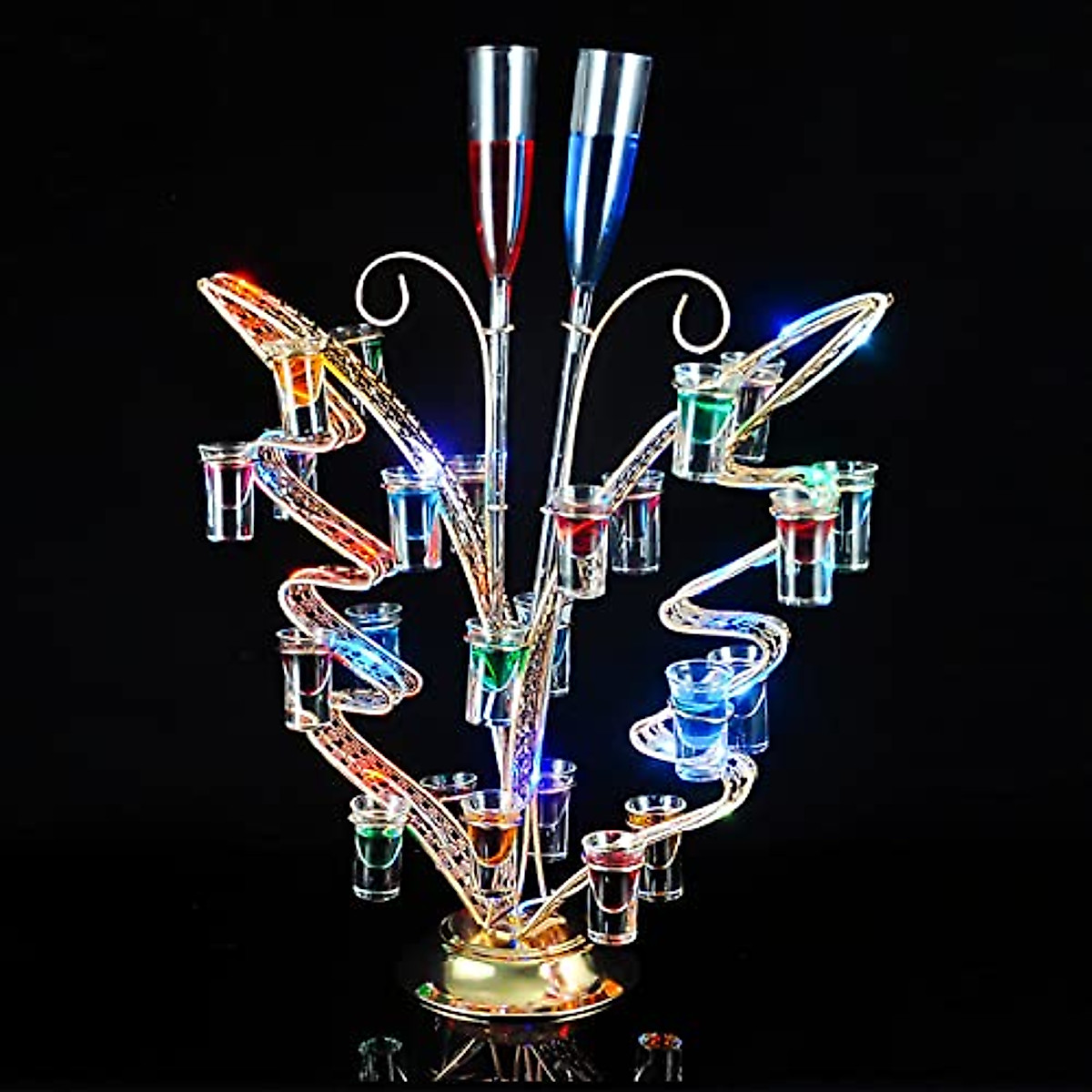 LED Champagne Wine Cup Holder,Butterflies Shaped Cocktail Glass Holder,Wine Glass Holder Display,7 Colors Light,Rechargeable Bar Liquor Shelf for Party Club, KTV, Bar,Birthday, Wedding, Anniversary
