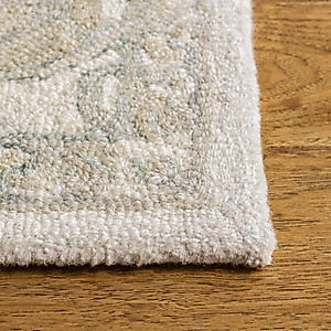 SAFAVIEH Micro-Loop Collection Area Rug - 9' x 12', Ivory & Beige, Handmade Shabby Chic Medallion Wool, Ideal for High Traffic Areas in Living Room, Bedroom (MLP503B)