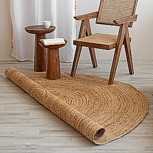 HOMEMONDE Round Circle Living Room Rugs 5-Feet Handmade Braided Area Rug Carpet for Kitchen, Bedroom