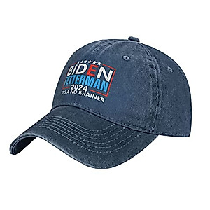 Biden Fetterman 2024 It's A No Brainer Cap Biden Fetterman Political Humor Hat for Women Funny 2024 hat for Men Father Gift Navy Blue