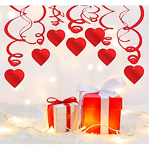 JOLLYSTYLE 36PCS Heart Decorations Hanging Swirls - Valentines Day Party Supplies Favors Ceiling Decor