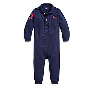 Ralph Lauren Baby Boy Cotton Mesh Polo Coverall Big Pony (24 Months, Cruise Navy)
