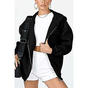 PRETTYGARDEN Women's 2023 Zip Up Y2K Hoodies Casual Long Sleeve Sweatshirts Fall Track Jackets With Pockets (Black,Small)