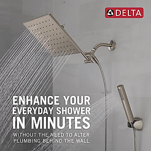 Delta Faucet 10-inch Raincan Shower Head and Hand Held Shower Combo, Brushed Nickel Square Shower Head, Rainfall Shower Head, Hand Shower, 1.75 GPM Flow Rate, Spotshield Brushed Nickel 75527-SN