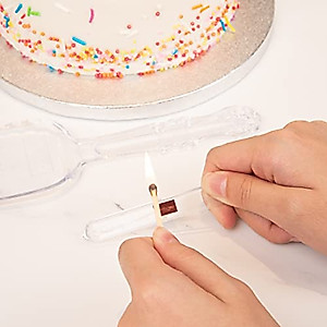 Restaurantware Pastry Tek 9.4 x 2.2 Inch Cake Server With Matches 1 Serrated Edge Dessert Server - Sliding Storage Compartment Disposable Clear Plastic Pie Server Matches Included